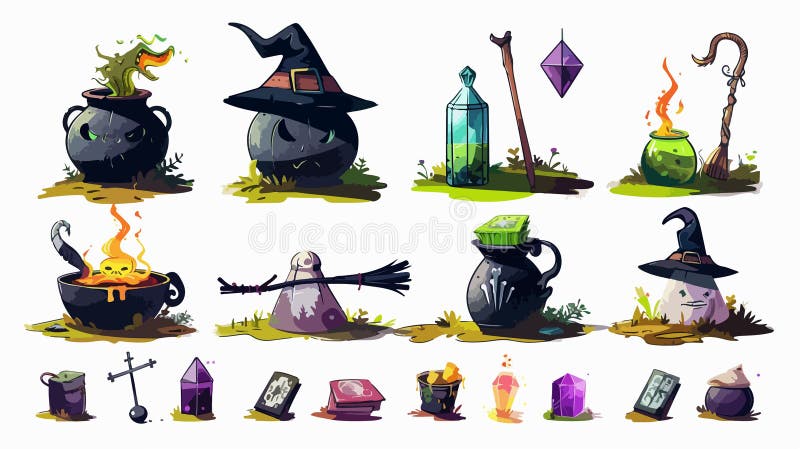 Enchanting Collection of Witchcraft Magic Potions and Objects Stock ...