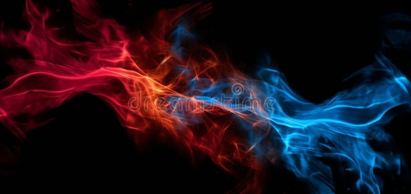 Enchanting Combination of Blue and Red Flames Isolated on Black Stock ...
