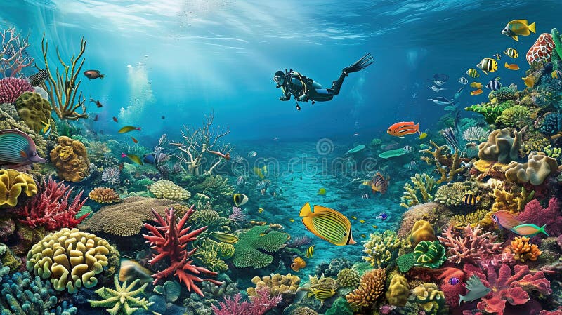 Enchanting Coral Reef Exploration Stock Illustration - Illustration of ...