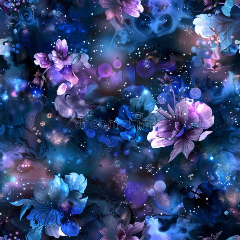 Enchanting Cosmic Floral Universe - Mystical Space Flowers Pattern ...