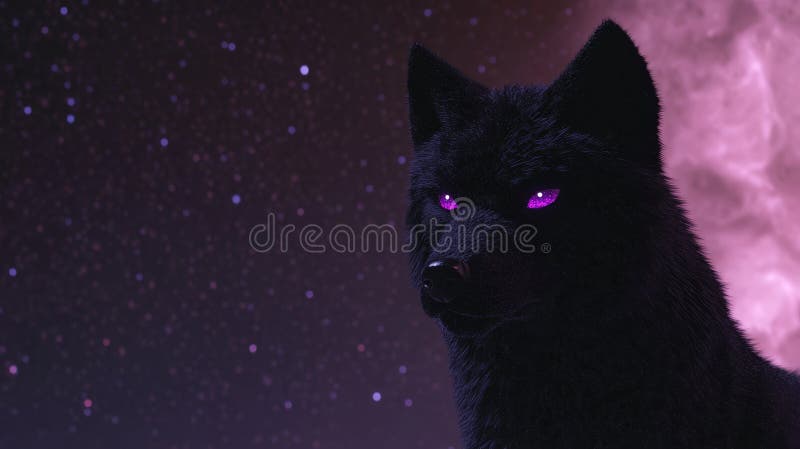 An Enchanting Cosmic Wolf Illustration with Neon Colors and Intricate ...