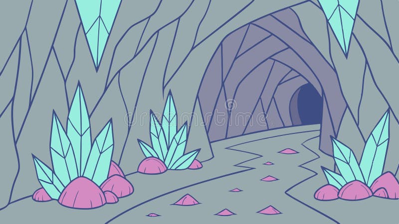 Enchanting Crystal Cave Path Exploration Vector, Vector Design ...