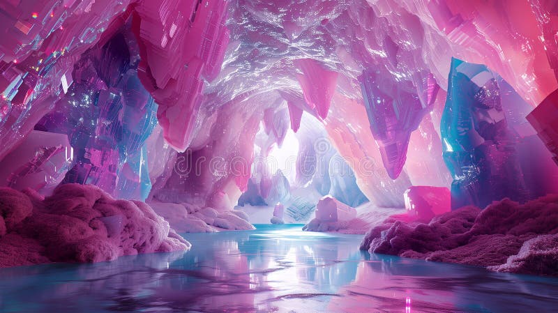 Enchanting Crystal Cave with Vibrant Colors Stock Photo - Image of ...