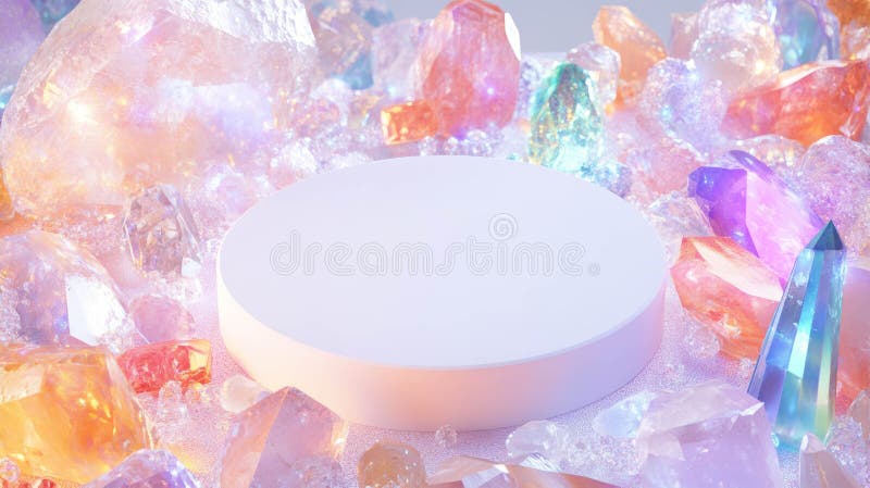 Enchanting Crystal Display with Illuminated Gemstones in Ornate Frame ...