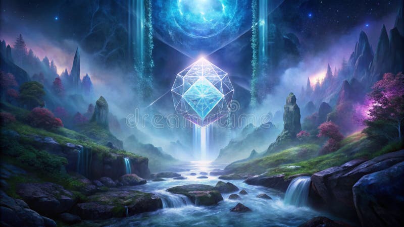 Enchanting Crystal Display with Illuminated Gemstones in Ornate Frame ...