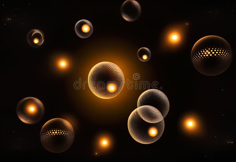 The Enchanting Dance of Glowing Spherical Orbs in the Cosmos Stock ...
