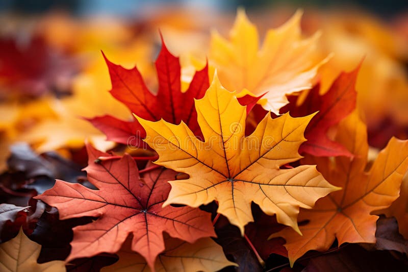 The Enchanting Dance of Yellow and Red Maple Leaves in an Autumn ...