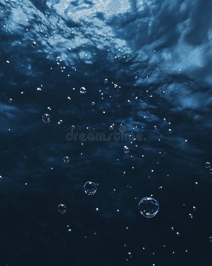 Enchanting Deep Ocean Atmosphere with Bubbles and Faint Light Streaks ...