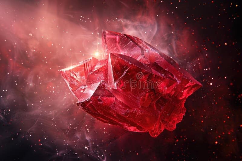 Majestic Ruby Crystal on a Radiant Red Background Stock Image - Image ...