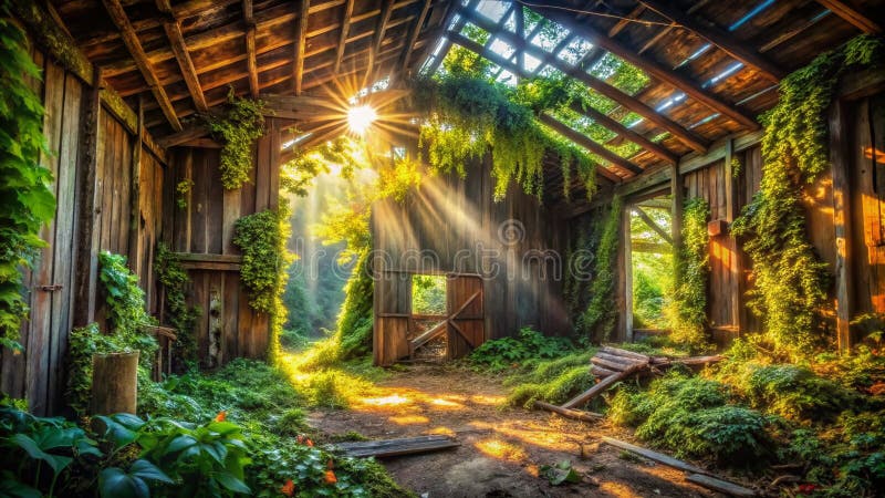 Enchanting Double Exposure Natures Embrace of an Abandoned Barn ...