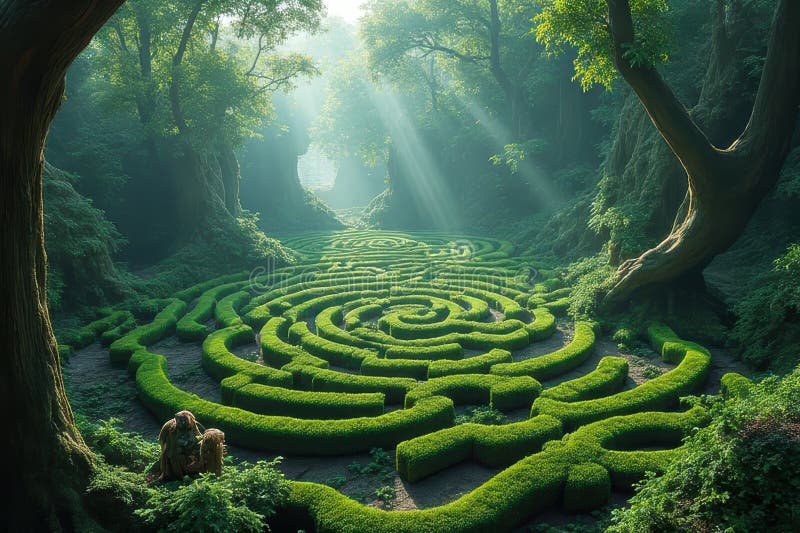 Enchanting Dragon Labyrinth Maze in a Mystical Forest Stock ...