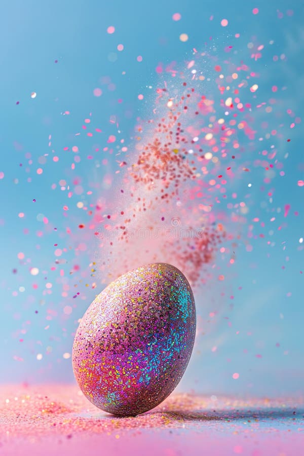 Enchanting Easter Background with Egg, Glitter and Copy Space for Text. Vibrant Colors Stock ...