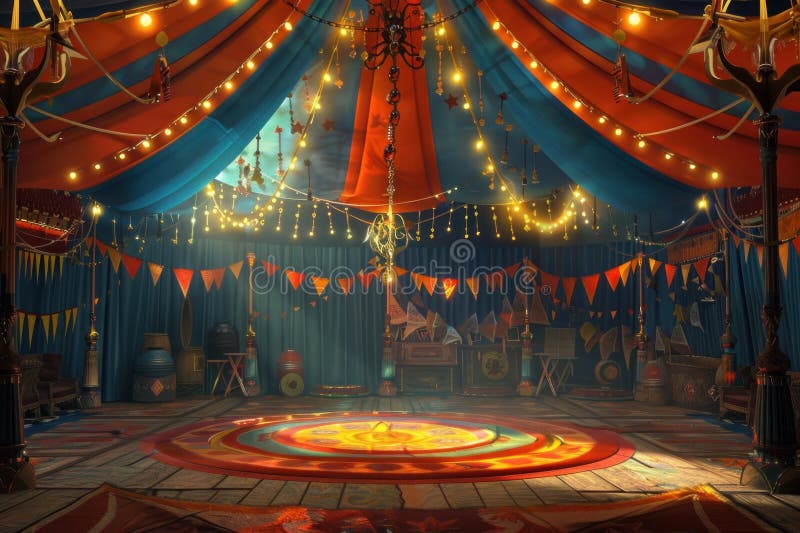 Enchanting Empty Circus Tent Interior Stock Illustration - Illustration ...