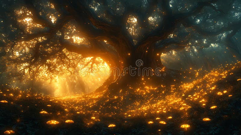 Enchanting Forest, Glowing Tree, Magical Light, Fantasy Background ...