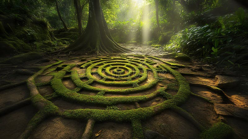 Enchanting Forest Labyrinth Illuminated by Sunlight Rays Stock Photo ...