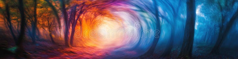 Enchanting Forest Path with Vivid Light Transition between Warm and ...