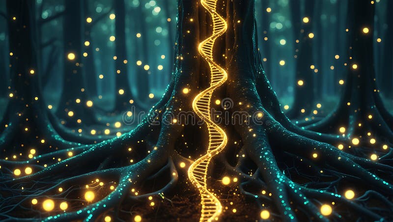 Enchanting Forest Roots with DNA Spiral Pathway Stock Illustration ...