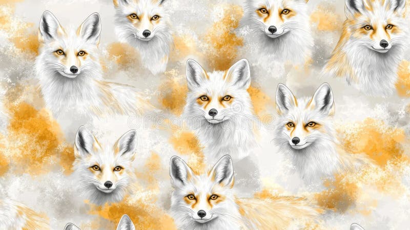 An Enchanting Fox Sketch in White and Gold with Graceful Pencil Strokes ...