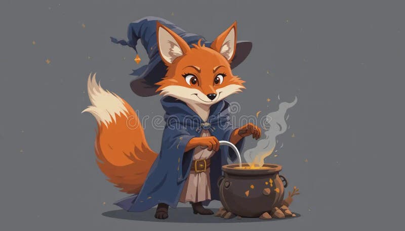 The Enchanting Fox Witch Brewing a Magical Potion Stock Illustration ...