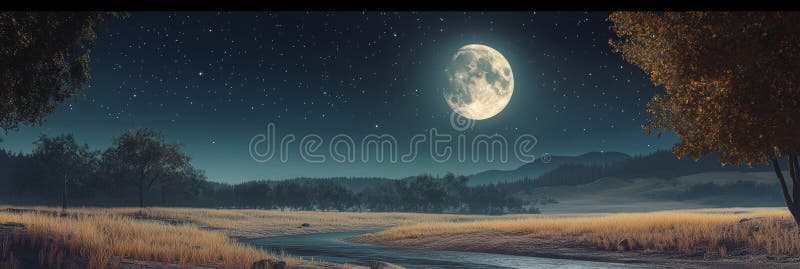 An Enchanting Full Moon Captured in the Clear Night Sky Stock ...