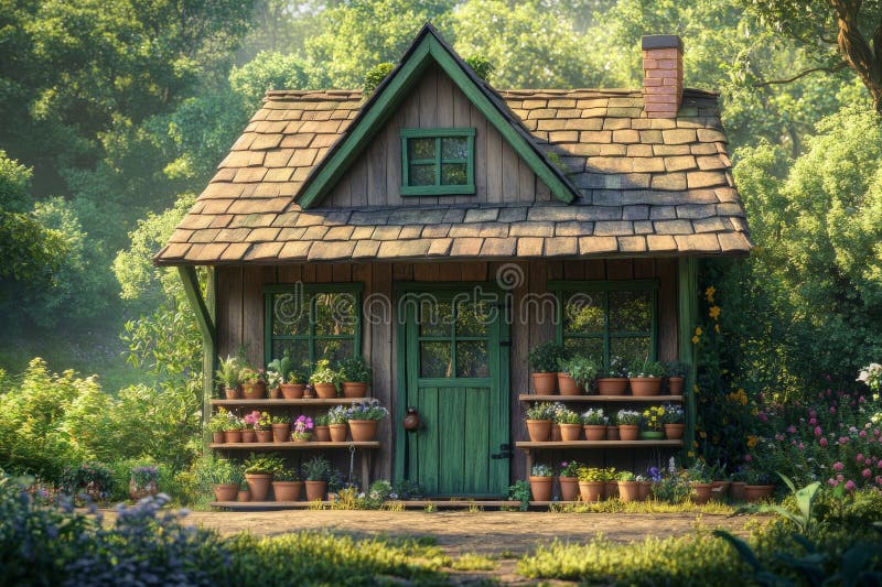 Enchanting Garden Pottery Workshop Shed - Rustic Storage Structure ...