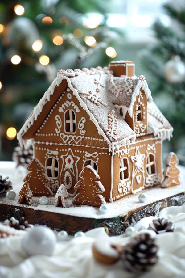 Enchanting Gingerbread House Amidst Sparkling Festive Decorations Stock ...