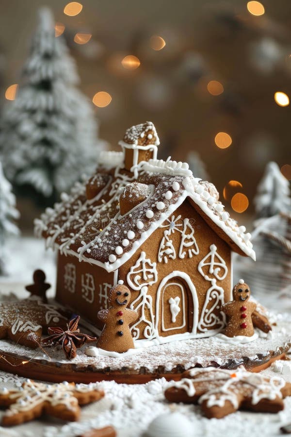 Enchanting Gingerbread House Amidst Sparkling Festive Decorations Stock ...