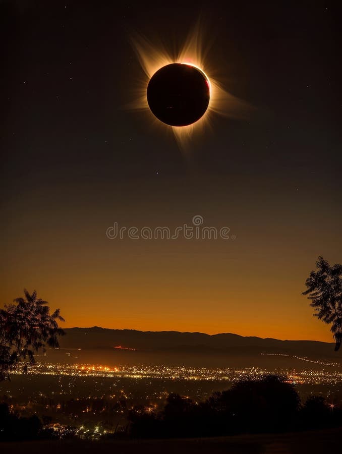 The Enchanting Glow of a Solar Eclipse Illuminates the Night, Casting a ...