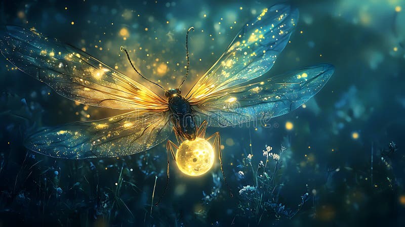 An Enchanting Glowing Insect with Shimmering Moon-patterned Wings ...