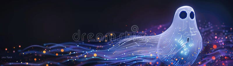 Enchanting Halloween Ghost Banner with Glowing Elements. AI Stock Image ...
