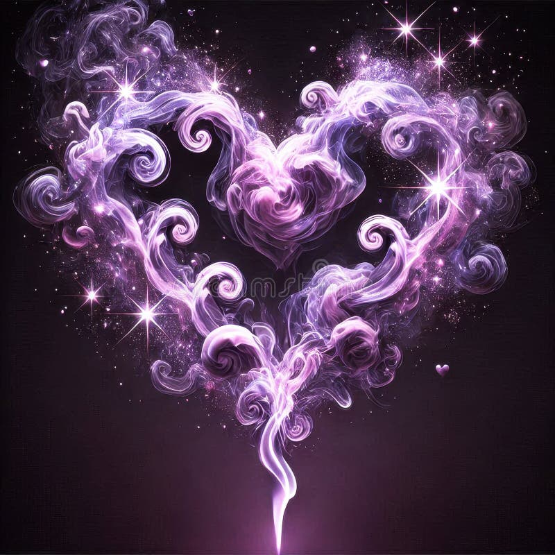 Enchanting Heart Shaped Smoke with Magical Glow Stock Image - Image of ...