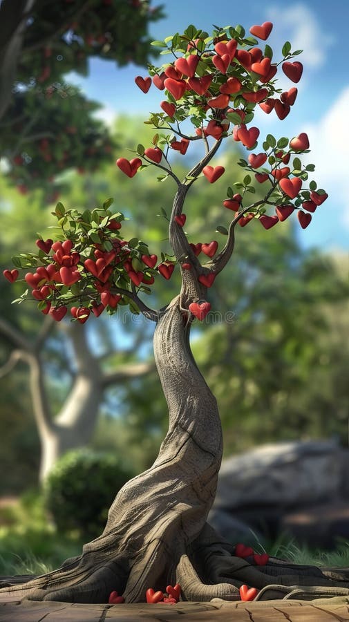 Enchanting Heart Tree in a Lush Forest Setting Stock Illustration ...