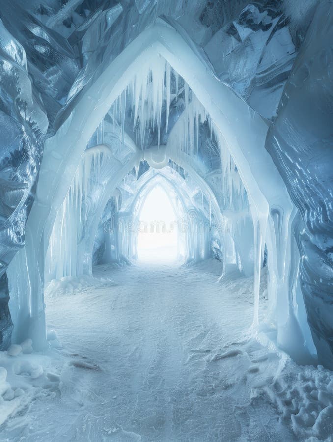 Enchanting Ice Cave with Glowing Archway Stock Illustration ...