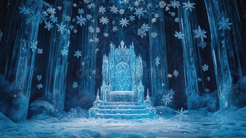 An Enchanting Ice Throne in a Frozen Forest Stock Photo - Image of ...