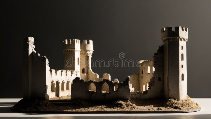 Enchanting Illuminated Ruined Castle Miniature. Stock Photo - Image of ...