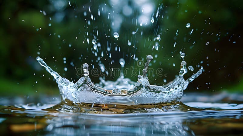 Generative AI. Elegant Water Dynamics Dance of Droplets Stock ...