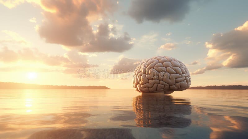 Enchanting Image of a Glowing Brain on the Beach at Sunset Stock ...