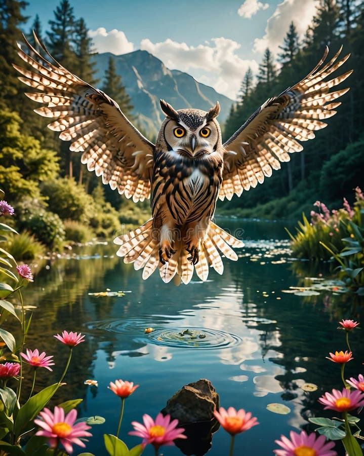 An Enchanting Image of an Owl in Motion, Surrounded by the Beauty of ...