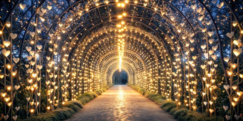 Enchanting Light Tunnel Heart String Lights Illuminating Pathway AI ...
