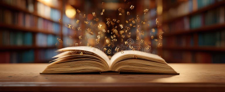 The Enchanting Magic of an Open Book Revealing Floating Letters in a ...