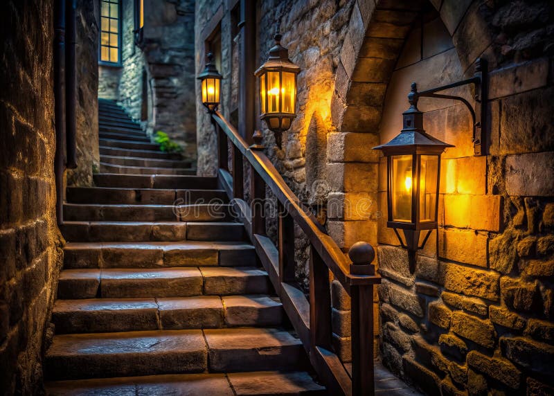 Enchanting Medieval Stone Corridor Mysterious Passage Awaits Stock ...
