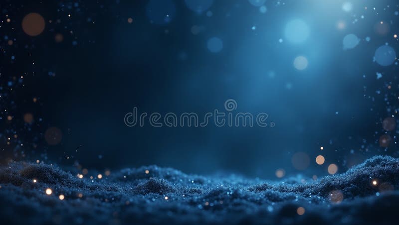 Enchanting Midnight Blue Backdrop with Glowing Orbs and Silver Stardust ...