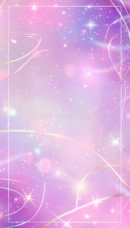 Enchanting Minimalist Fairy Tale Frame with Glowing Lines on Pastel ...