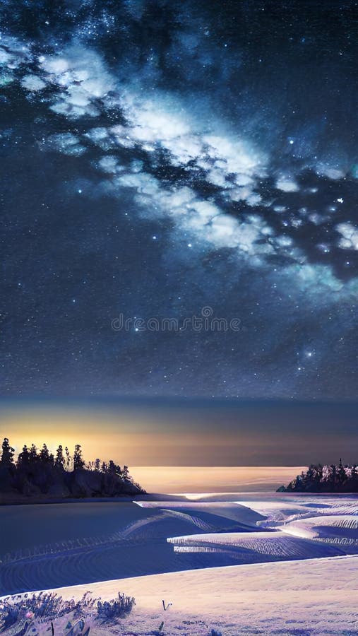 Enchanting Moonlit Landcape Illustration Artificial Intelligence ...