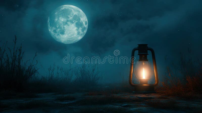 Enchanting Moonlit Lantern Illuminated by Full Moon Stock Video - Video ...