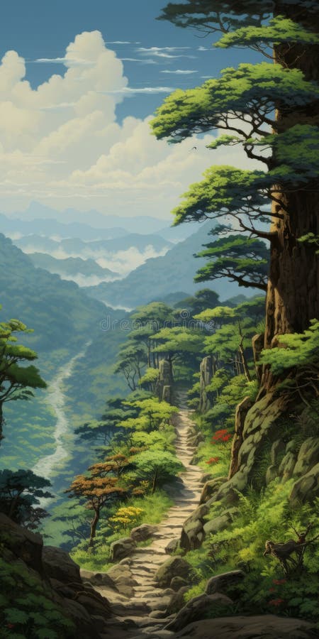 Enchanting Mountain Path with Anime Style Art - Uhd Image Stock ...