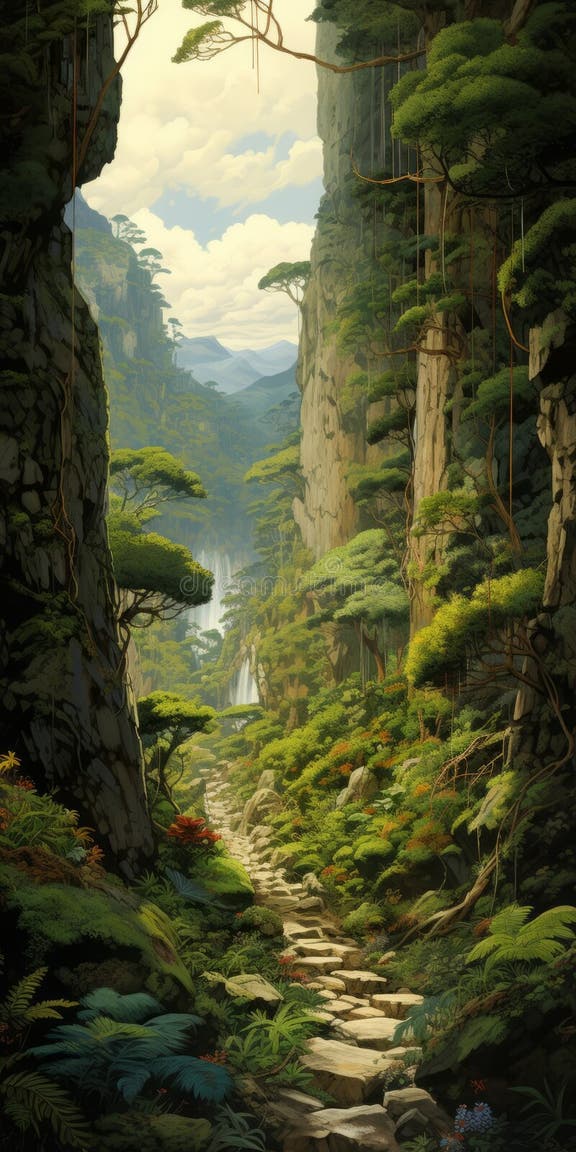 Enchanting Mountain Path with Greenery and Peculiar Cedrella Stock ...