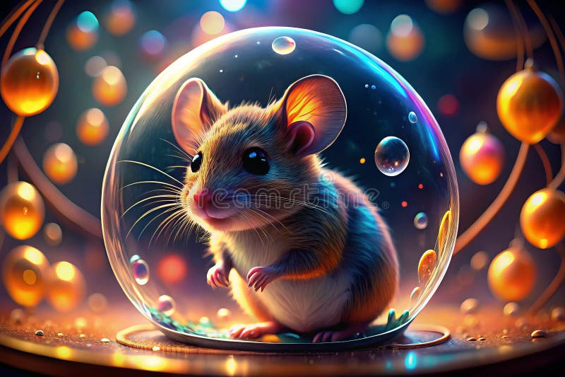 Enchanting Mouse in Sparkling Soap Bubble a Tiny Creature Suspended in ...