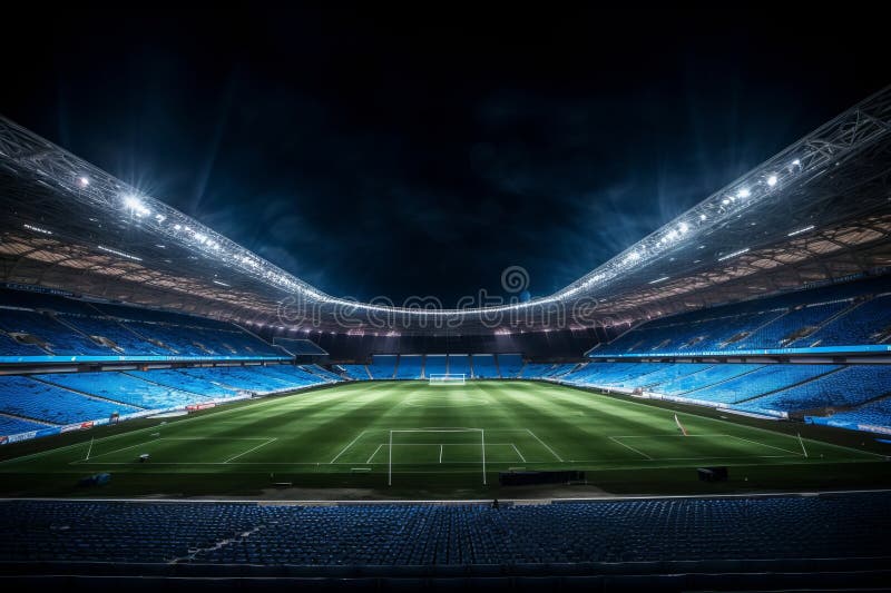 Enchanting Night Scene of an Empty Soccer Stadium with Mesmerizing ...