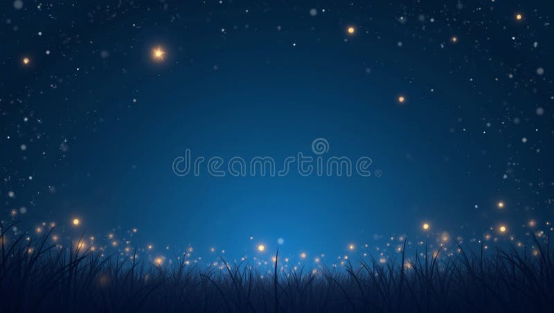 Enchanting Night Sky with Glowing Fireflies and Stars Stock ...